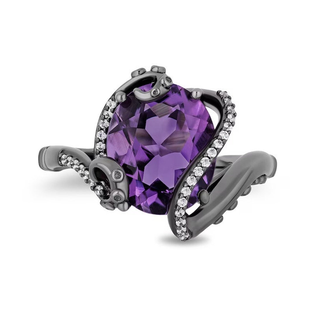 Enchanted Disney Villains Ursula Oval Amethyst and 1/4CT CZ Diamond ...