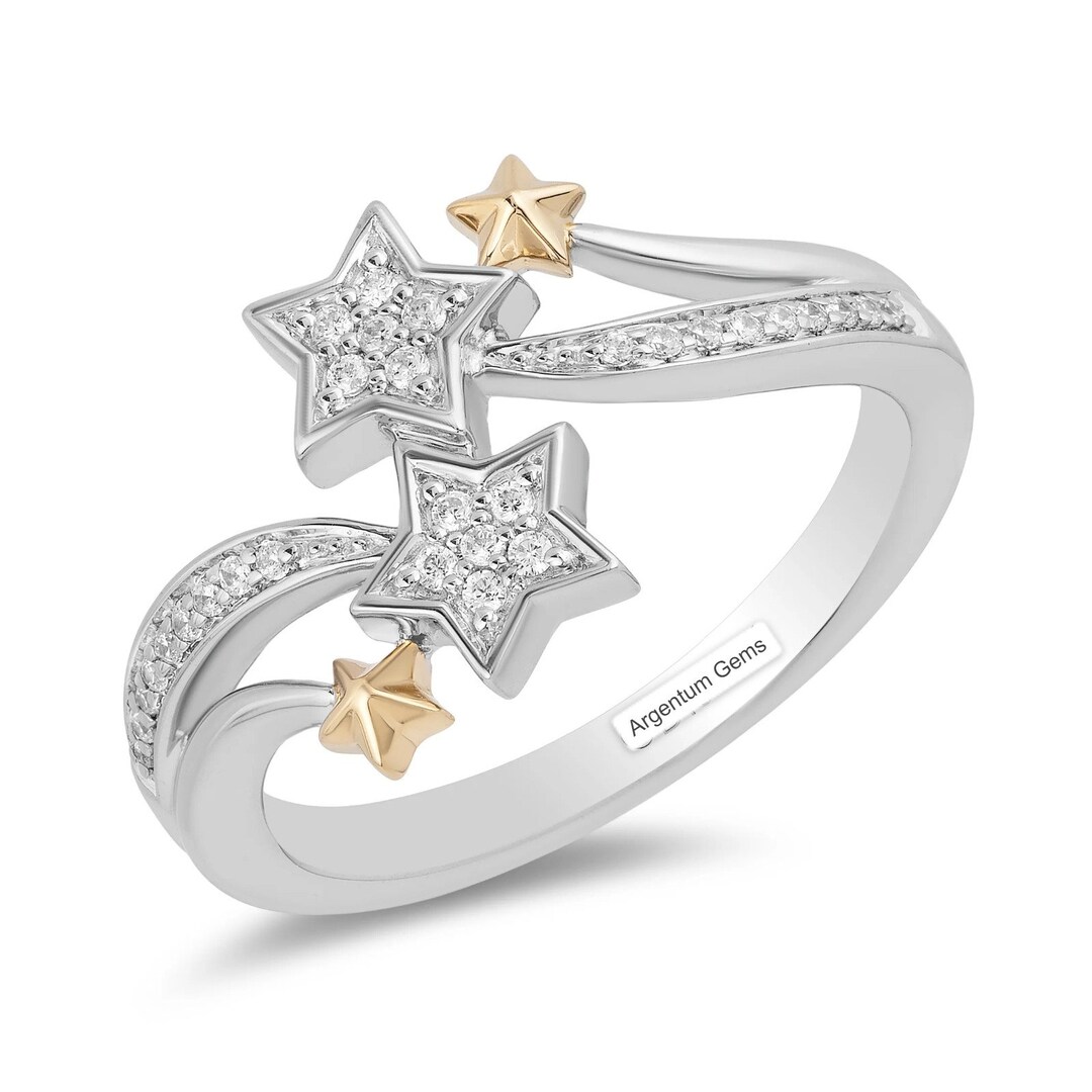 Enchanted Disney Tinker Bell Star Sterling Silver Ring 1/10CT Wedding ...