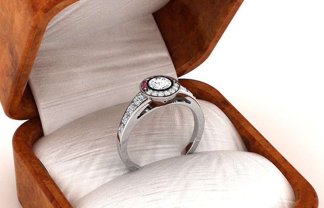 925 Sterling Silver Pokemon Inspired Pokeball Diamond Ring Proposal ...