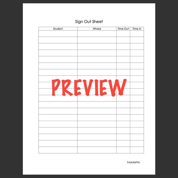 Supplies Sign Out Sheet - Etsy