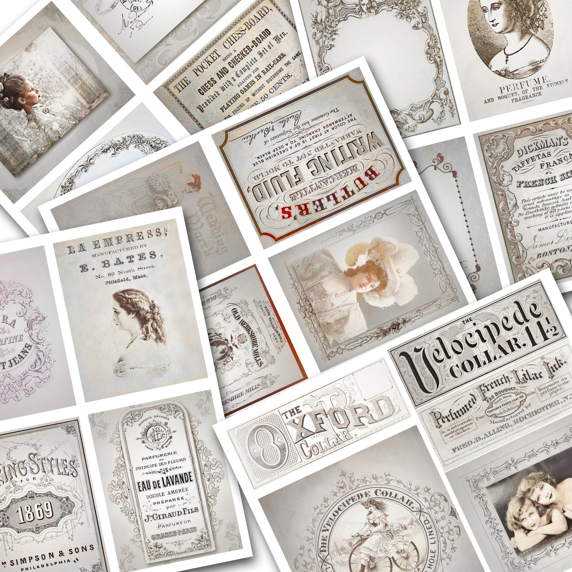105 Printable Vintage French Ephemera Images Mega Pack, Ladies Photo ...