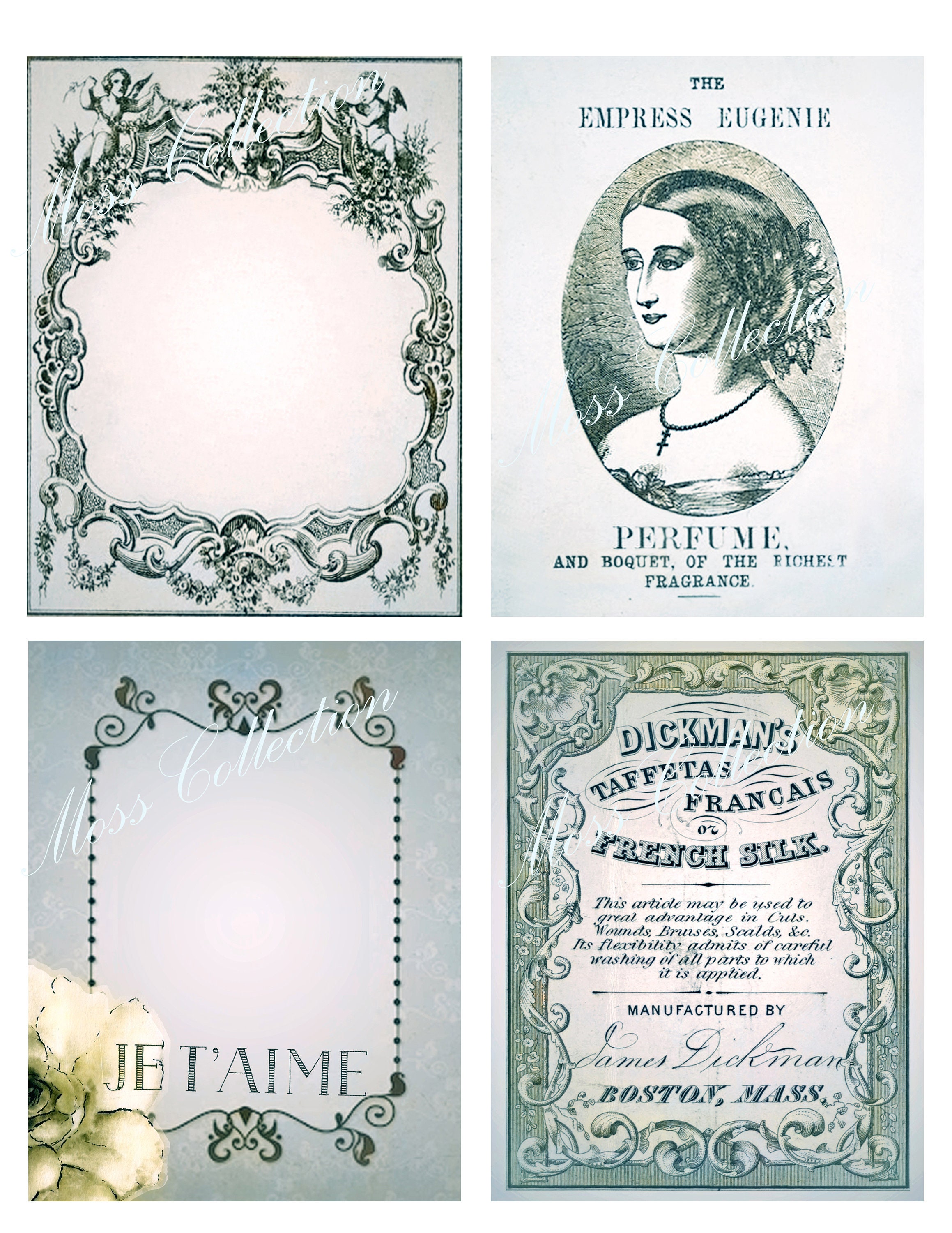 21 Printable Vintage Ephemera Images Moss Green Antique Labels Junk ...