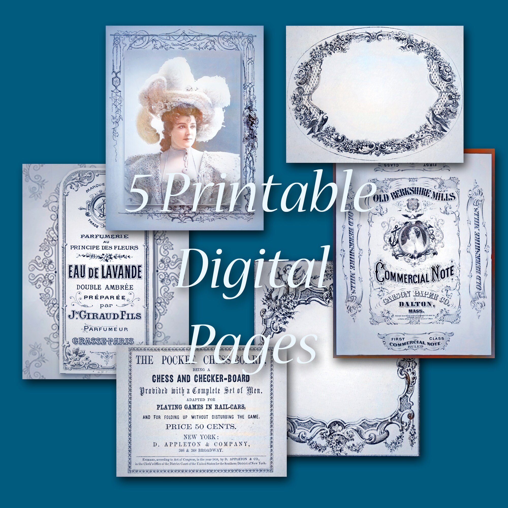 21 Printable Vintage Ephemera Images Lavender Blue Antique - Etsy
