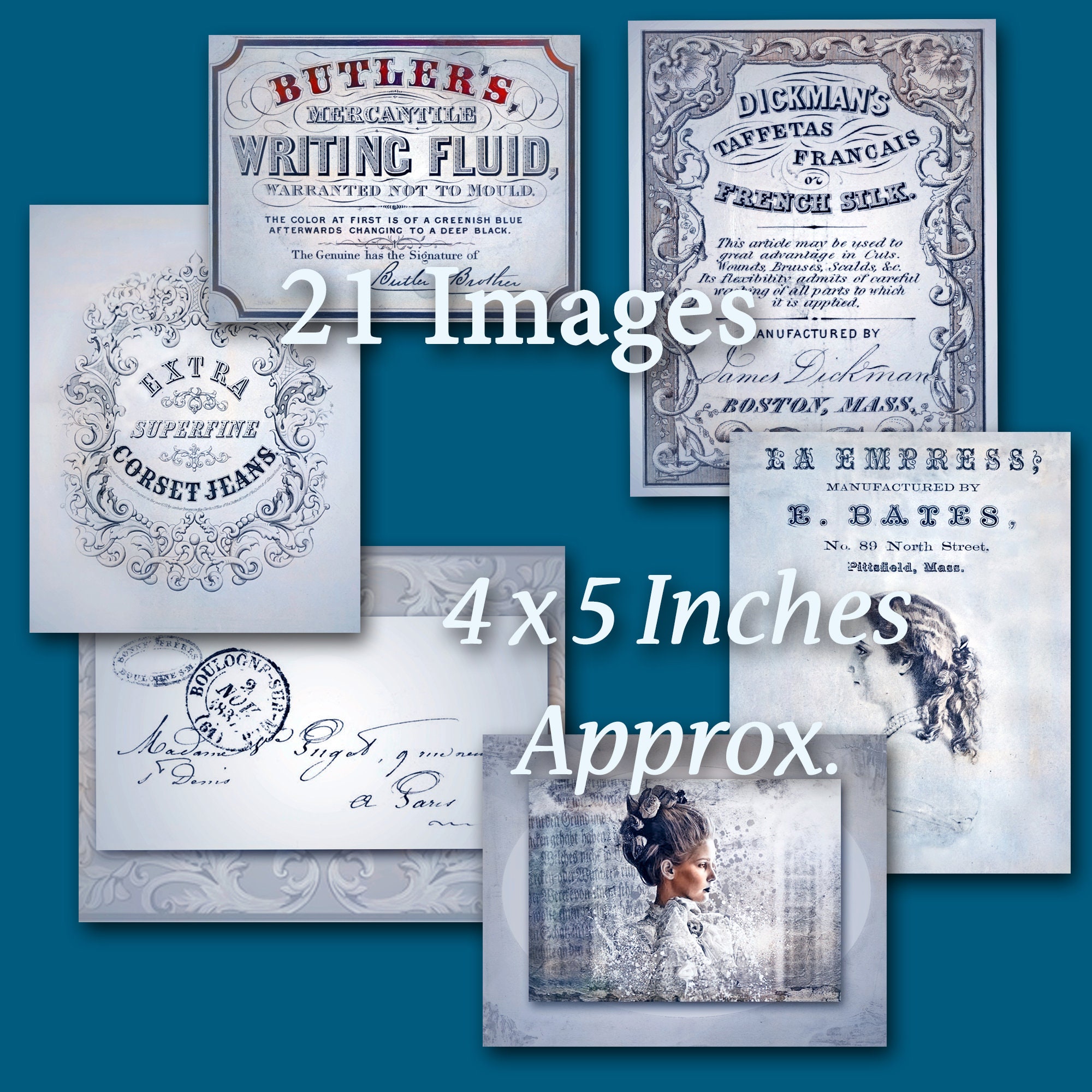 21 Printable Vintage Ephemera Images Lavender Blue Antique - Etsy