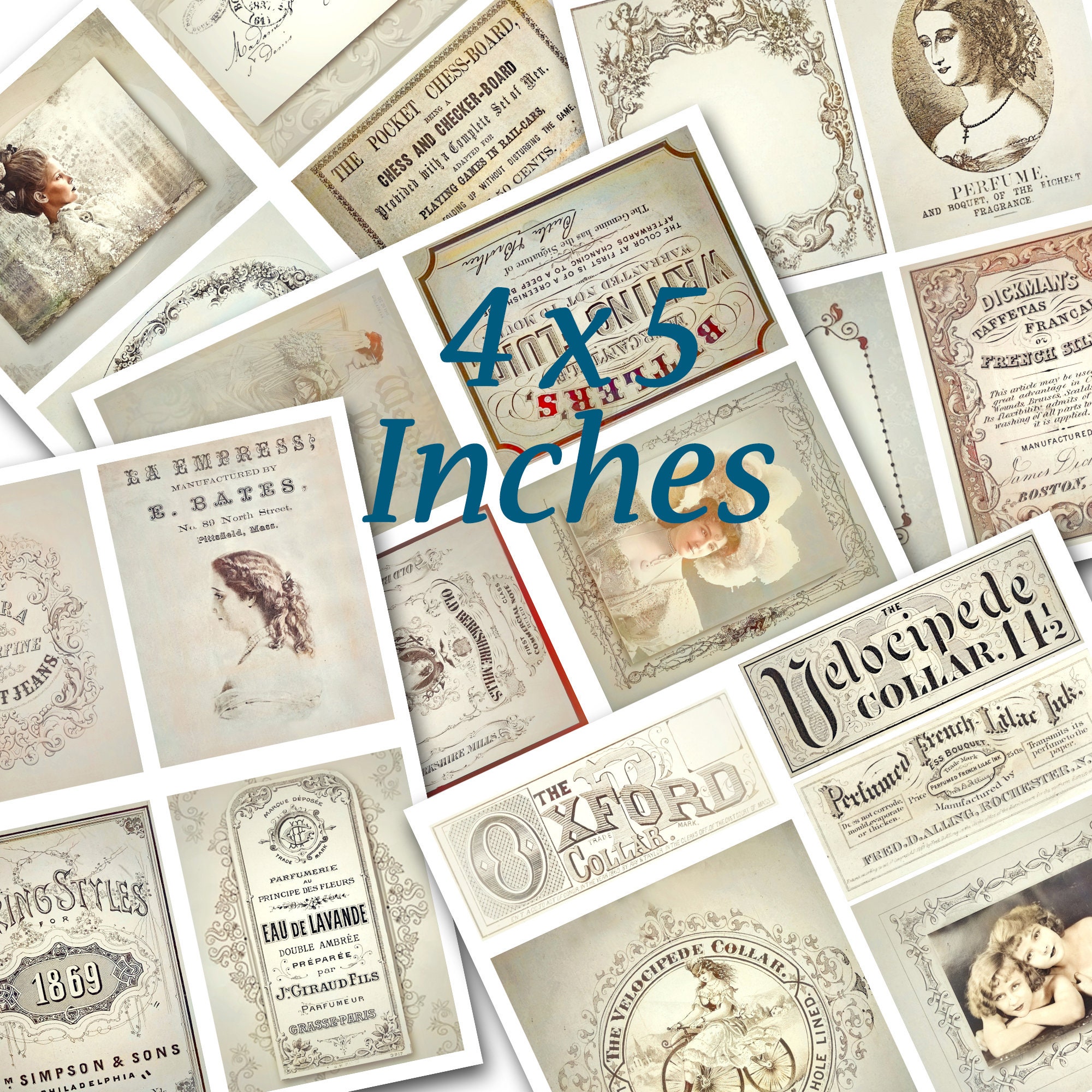 105 Printable Vintage French Ephemera Images Mega Pack, Ladies Photo ...