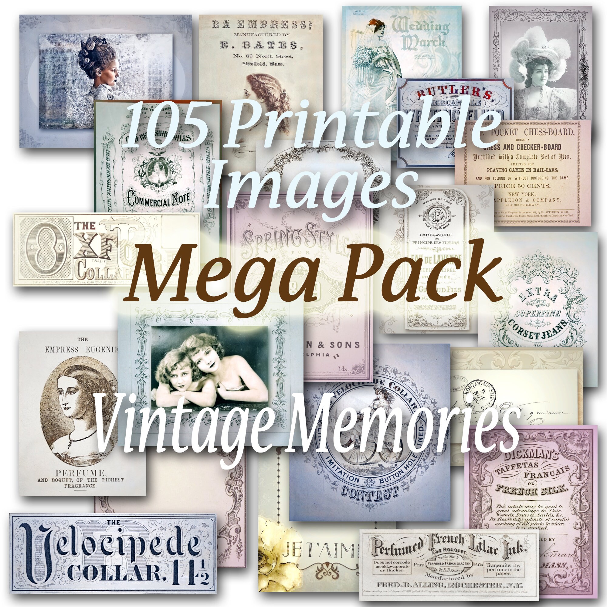 105 Printable Vintage French Ephemera Images Mega Pack, Ladies Photo ...