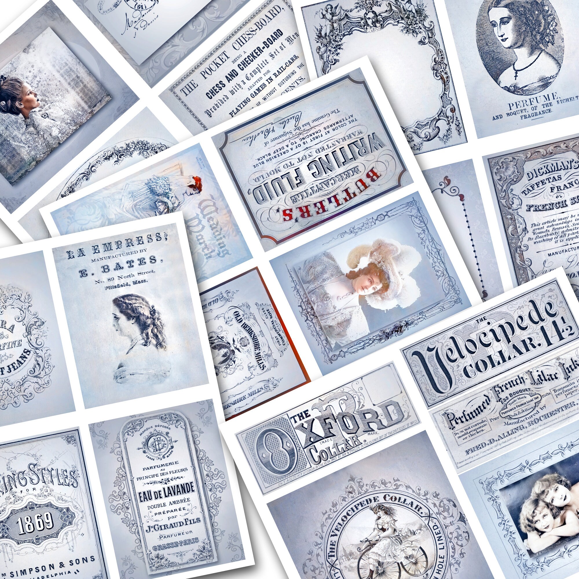 105 Printable Vintage French Ephemera Images Mega Pack, Ladies Photo ...
