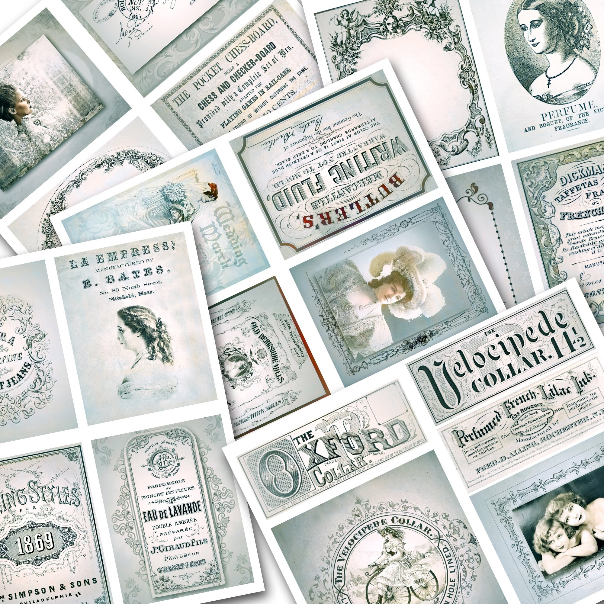 105 Printable Vintage French Ephemera Images Mega Pack, Ladies Photo ...