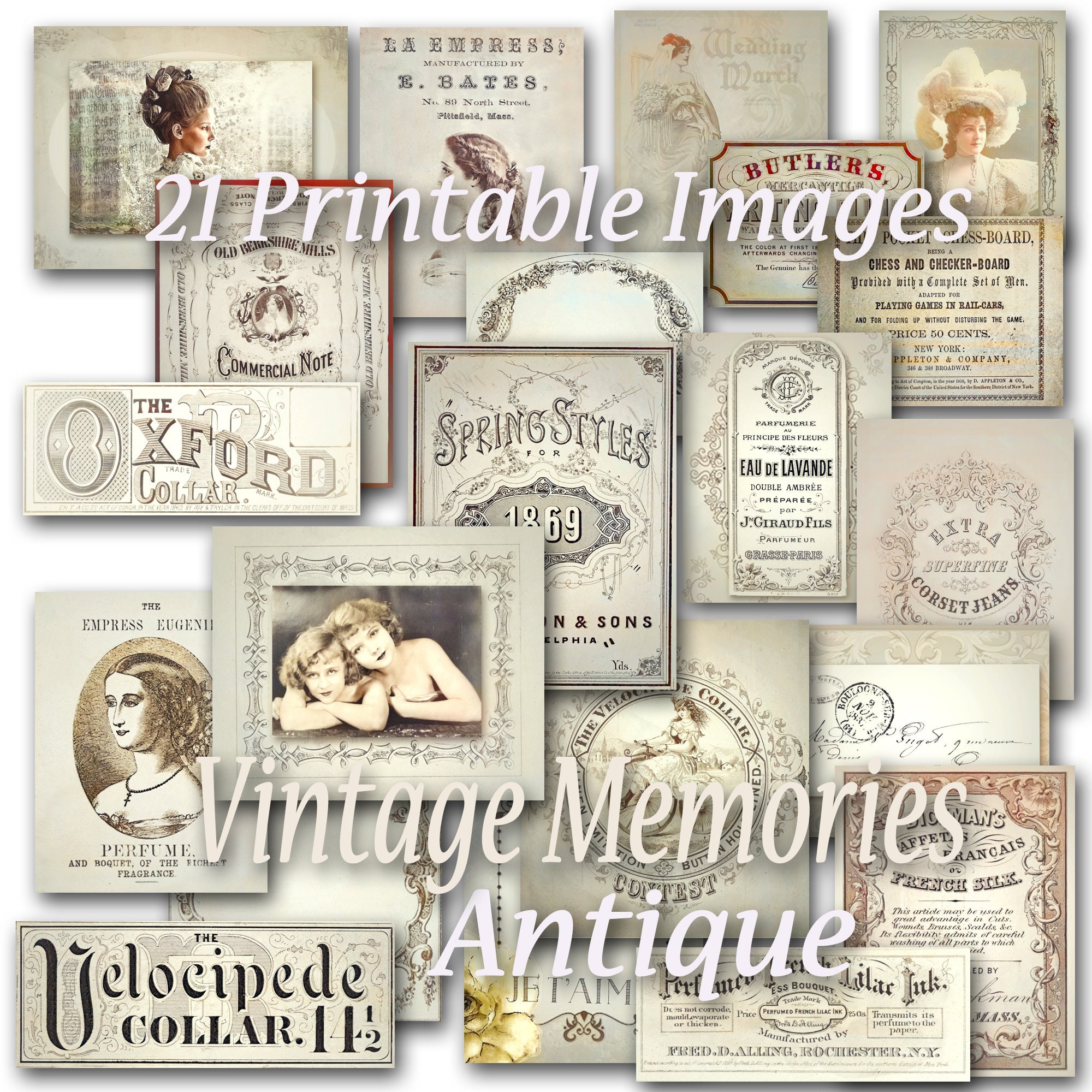 105 Printable Vintage French Ephemera Images Mega Pack, Ladies Photo ...