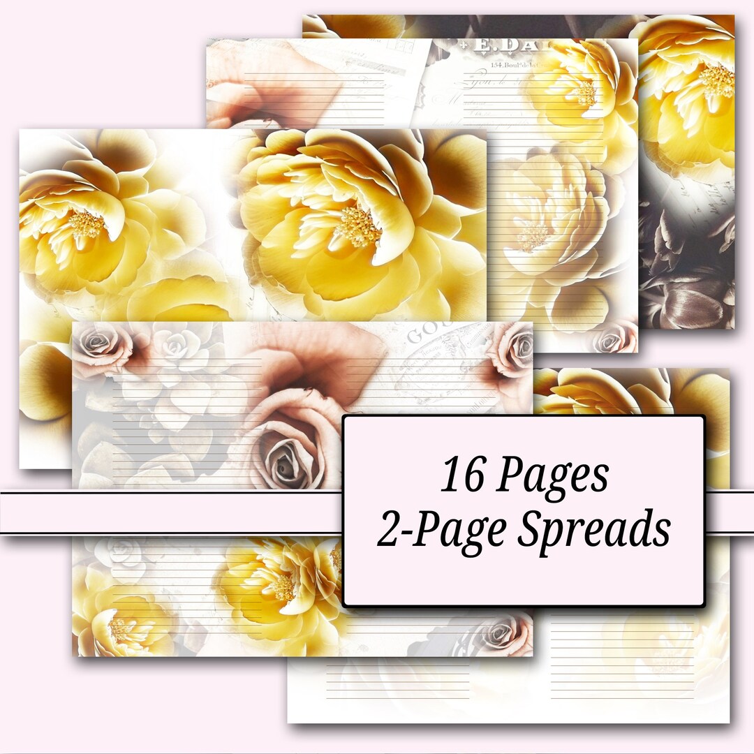 16 Printable Floral Signature Pages Blank Lined Bullet Junk Art Journal ...