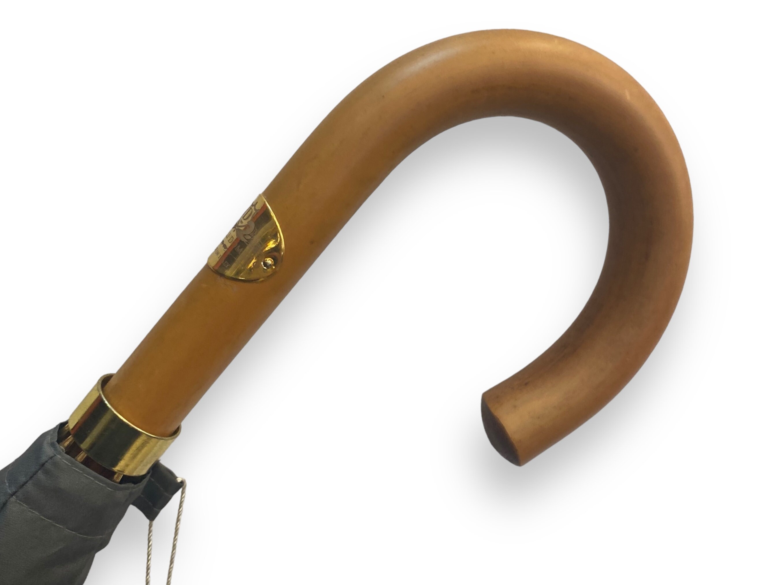 Classic Umbrella With Handle in Malacca Cane, Solid Color, Gray ...