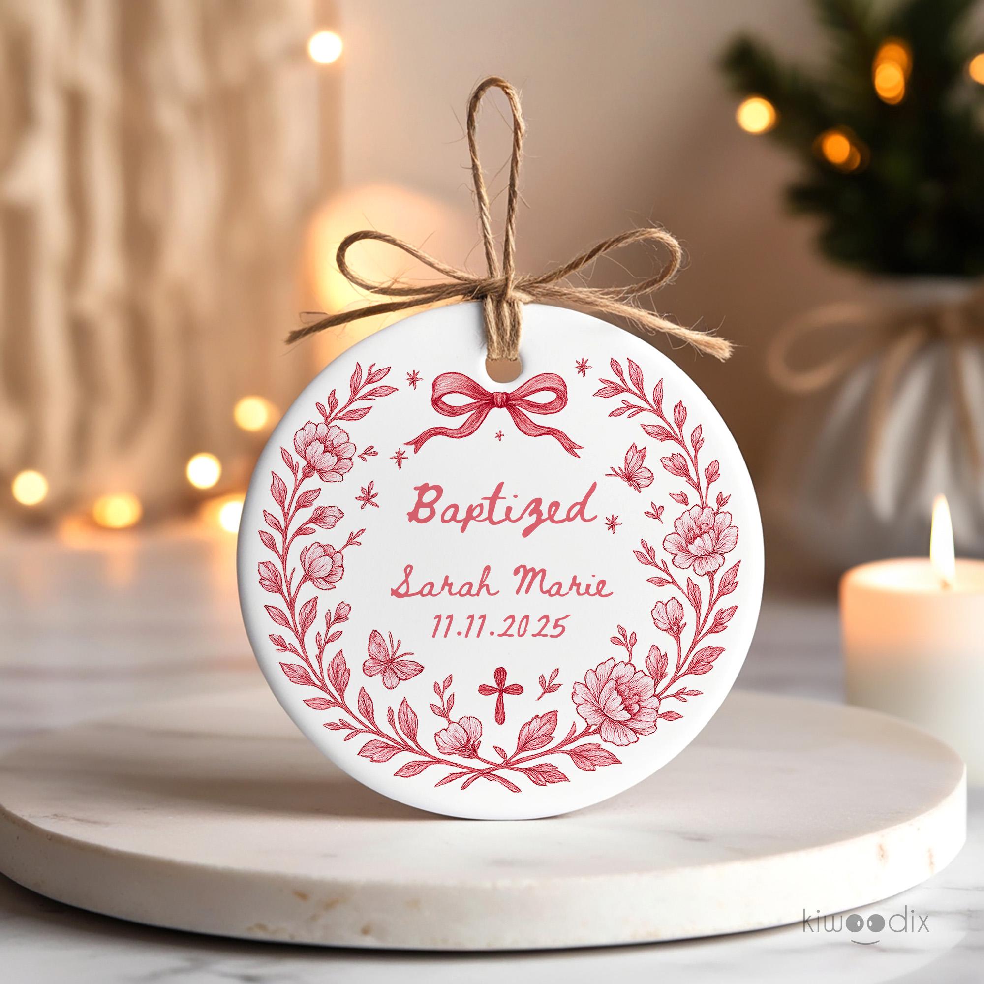 Personalized Baptism Ornament Floral Keepsake for Baby or Child - Etsy