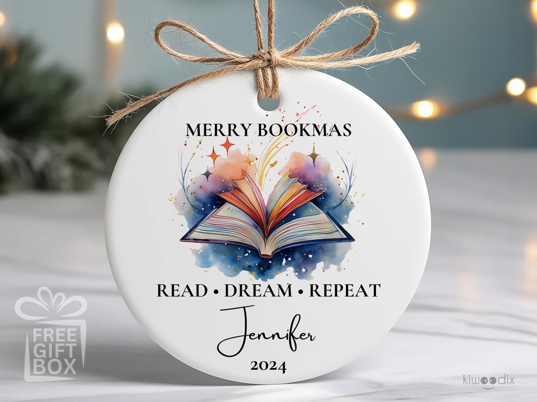 Personalized Book Ornament: Merry Bookmas Keepsake - Etsy