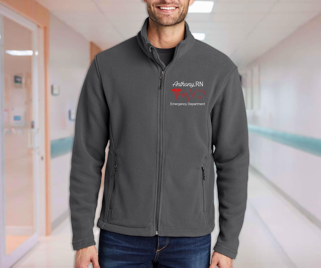 Custom Embroidered Medical Fleece Jacket for Men | Personalized Name ...