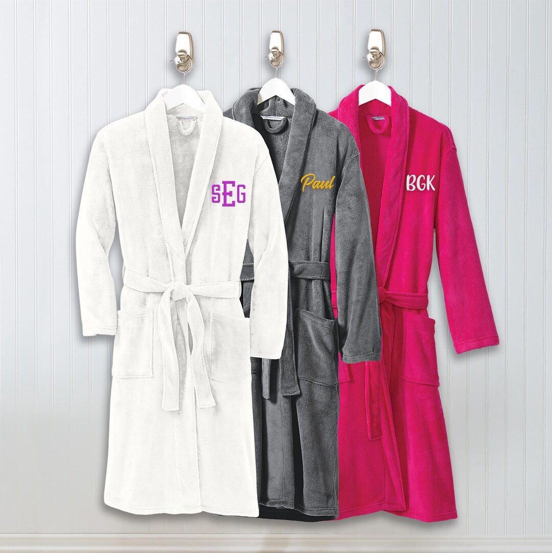 Personalized Embroidered Plush Robe With Pocket Embroidery | Unisex ...