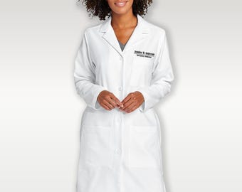 Custom Womens Lab Coat, LONG Lab Coat, Embroidered Medical Lab Coat ...