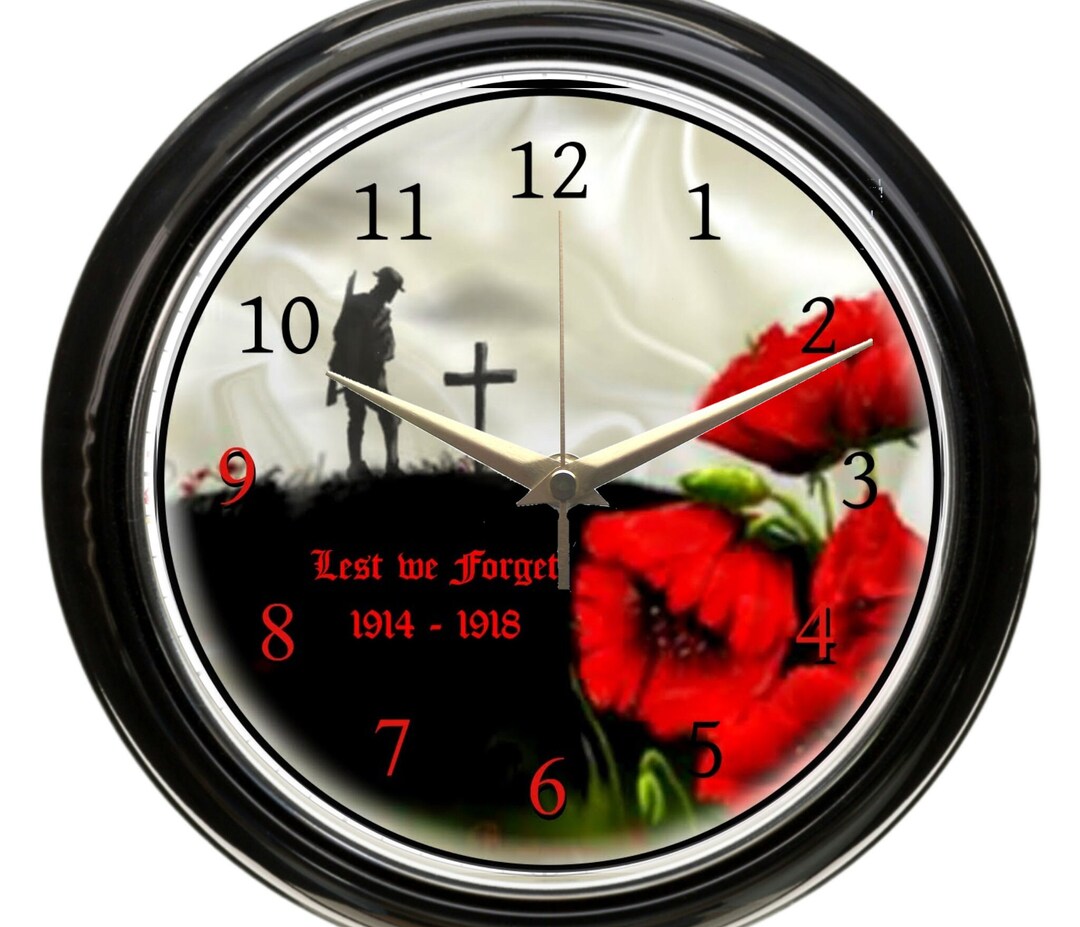 1914 1918 World War One Poppies Soldier at the Cross Silk Effect Metal ...