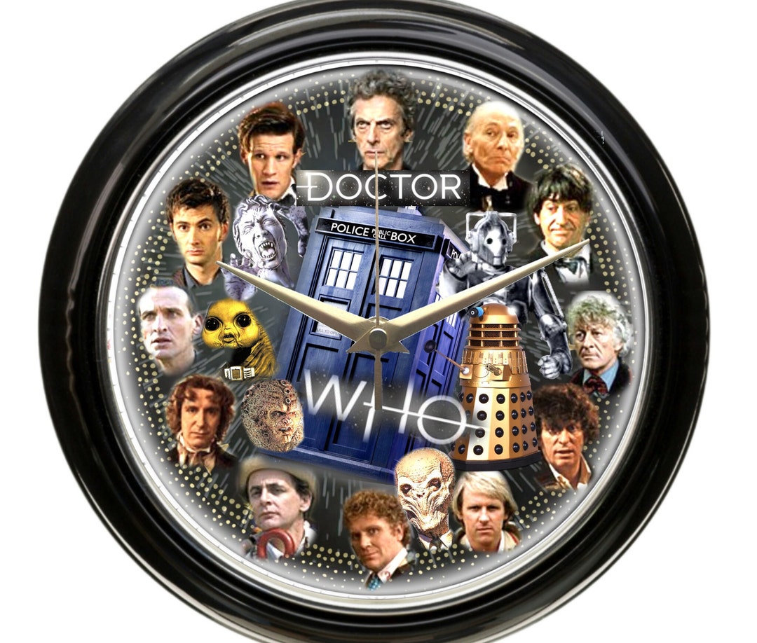 Doctor Who, the First 12 Doctors, Metal Surround Case Retro Wall Clock ...