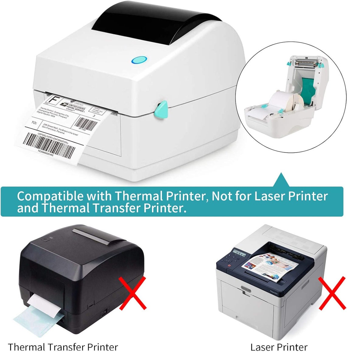 Self Adhering Labels, Thermal Label Stickers, 60mm X 30mm. 3 Rolls X ...