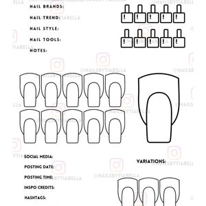 Square Nail Art Sketchbook Printable Digital Template Nail - Etsy