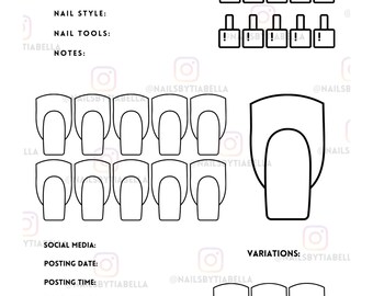 Oval Nail Art Sketchbook Printable Digital Template Nail Content ...
