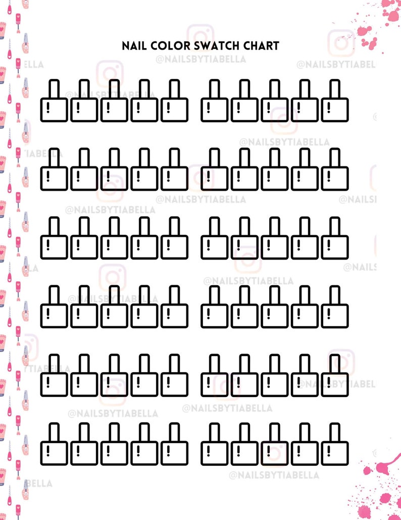Nail Polish Swatch Chart Nail Template Nail Content Creators Sketchbook ...
