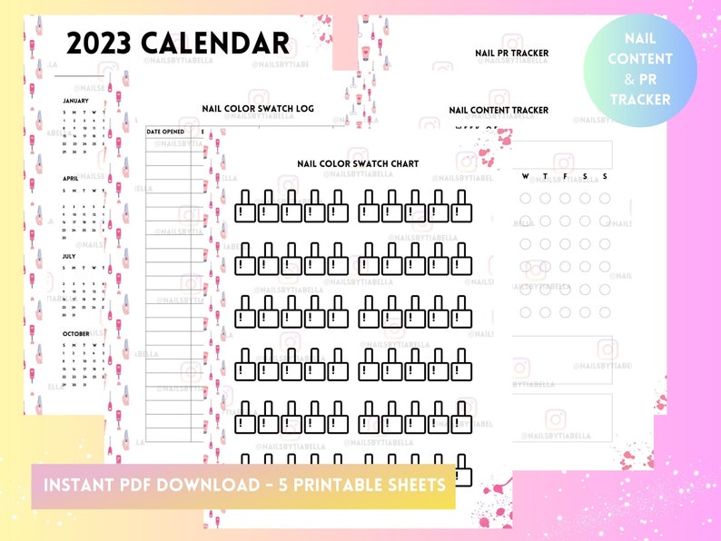 Nail Polish Swatch Log Nail Template Nail Content Creators - Etsy