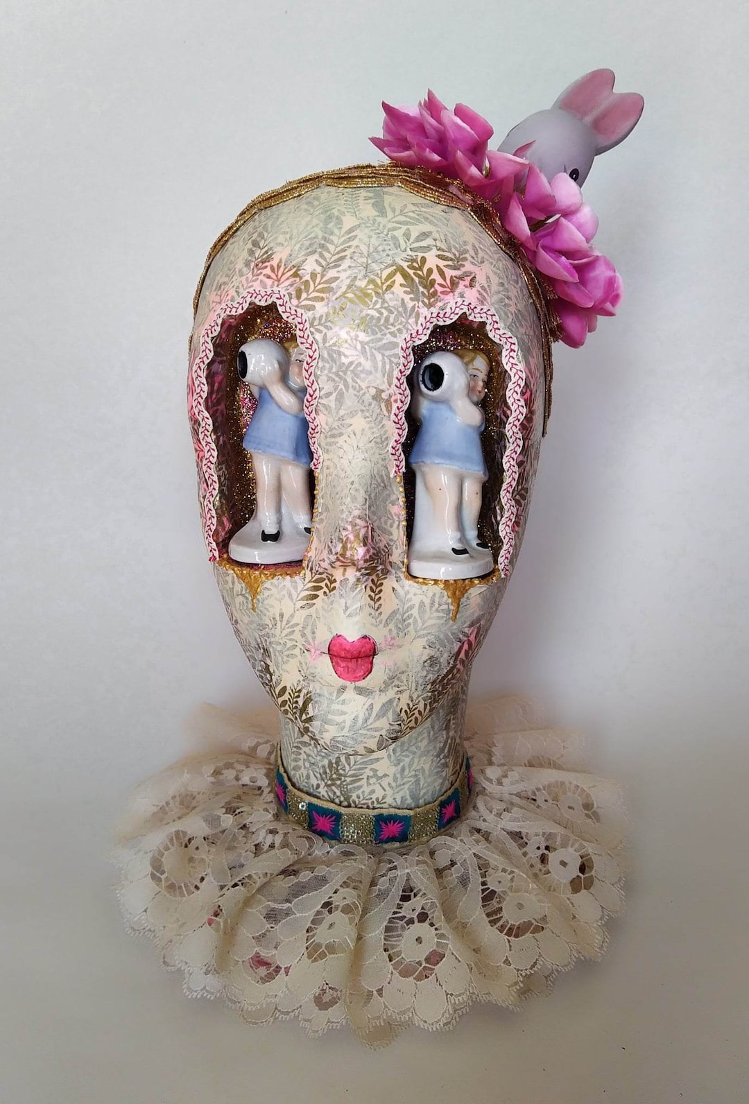 Peek-a-boo Eye Shrine, Vintage Figurines, Art Assemblage, Found Object ...