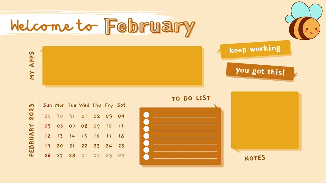 Yellow February Desktop Wallpaper - Etsy