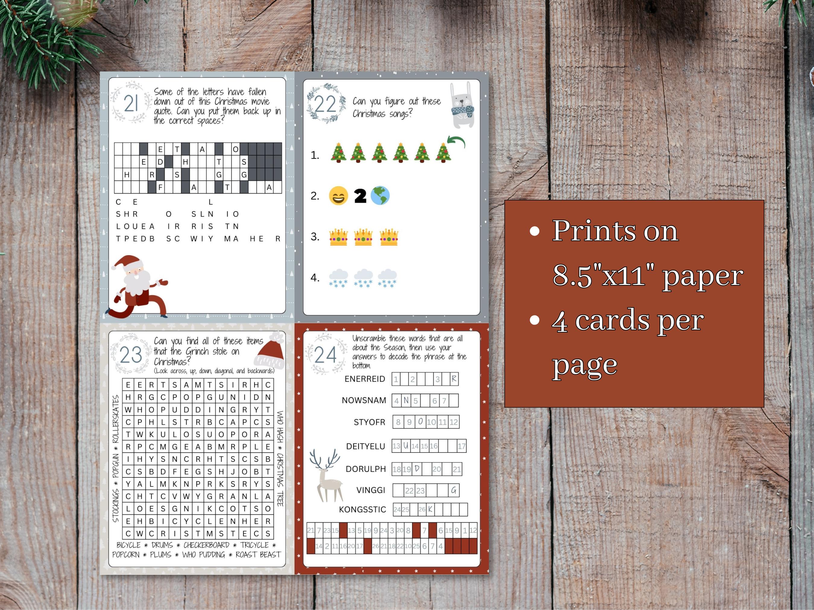 Printable Advent Calendar for Teens, Advent Calendar 2025, Christmas ...