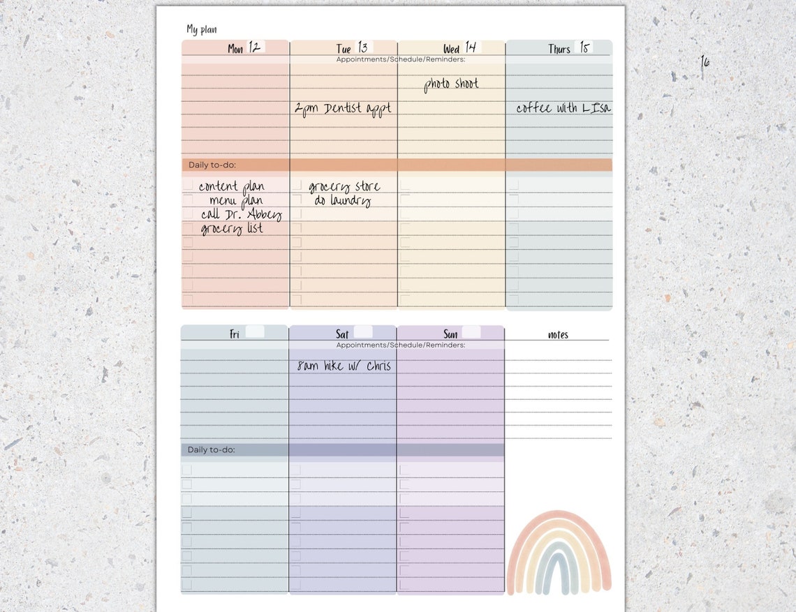Printable Weekly Planner With Brain Dump and Daily to Do List ...