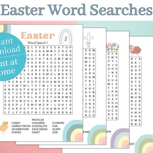 Easter Word Search Puzzles 5 Word Searches Plus Answer Key - Etsy