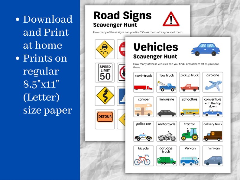 Road Trip Scavenger Hunt Travel Games for Kids of All Ages, Games to ...