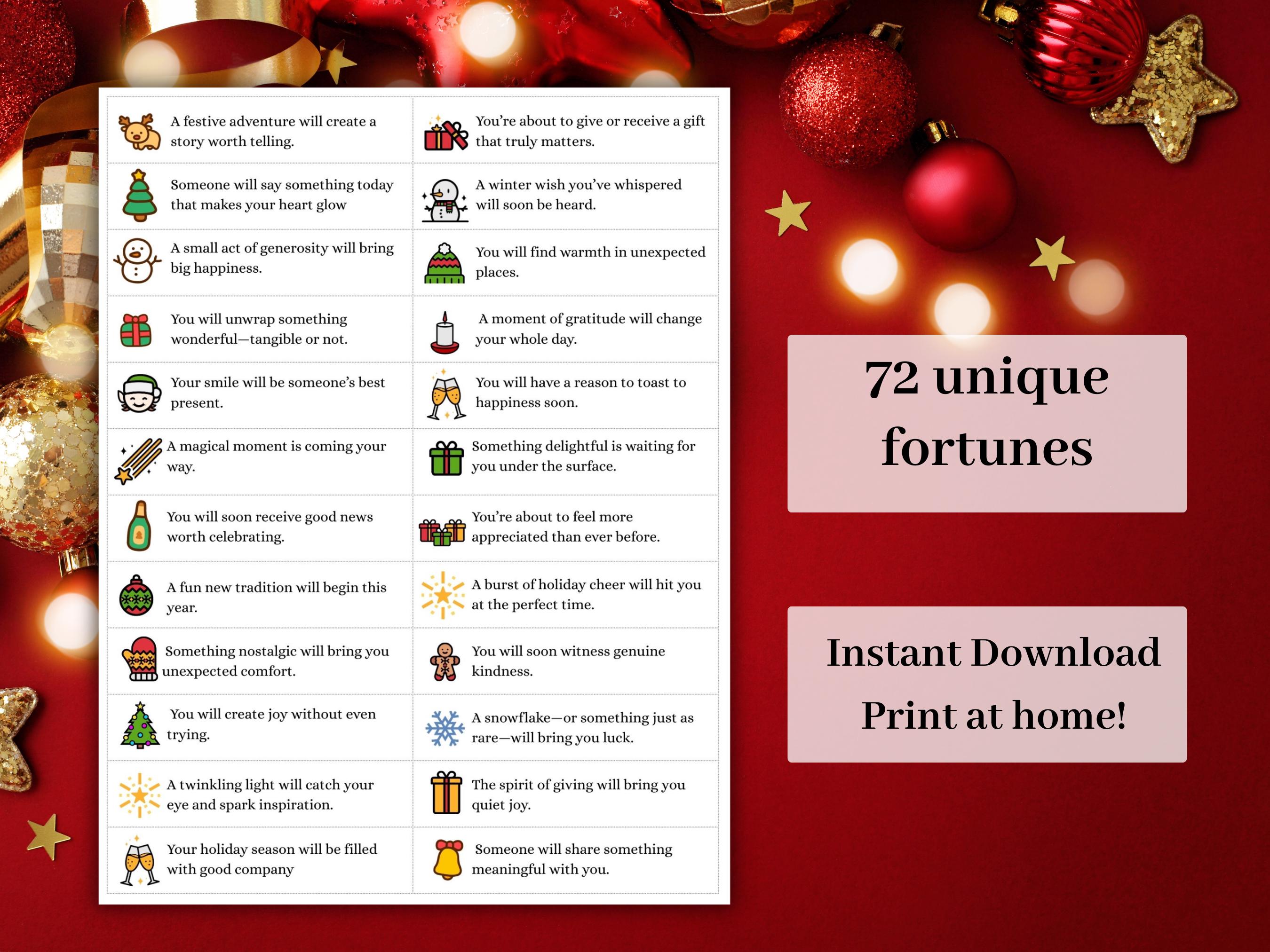 Christmas Fortune Cookie Messages, Printable Fortunes for the Holidays ...