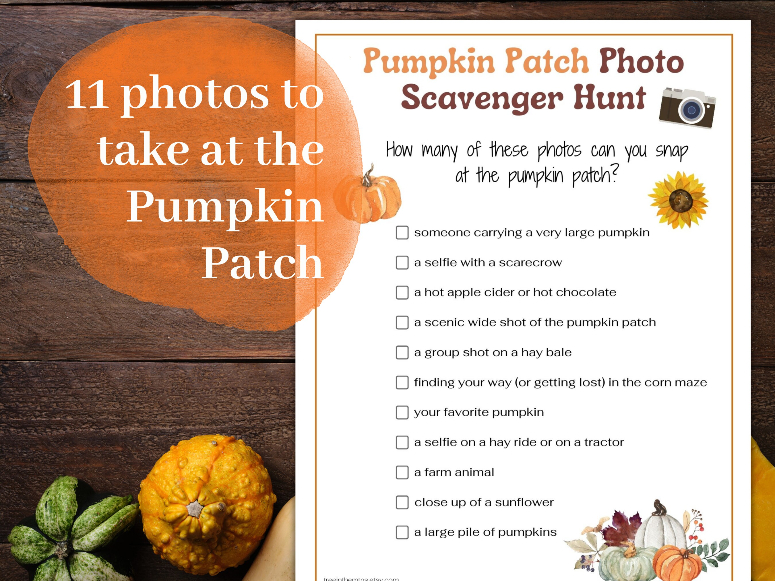 Pumpkin Patch Scavenger Hunt for Teens, Printable Photo Fall Scavenger ...