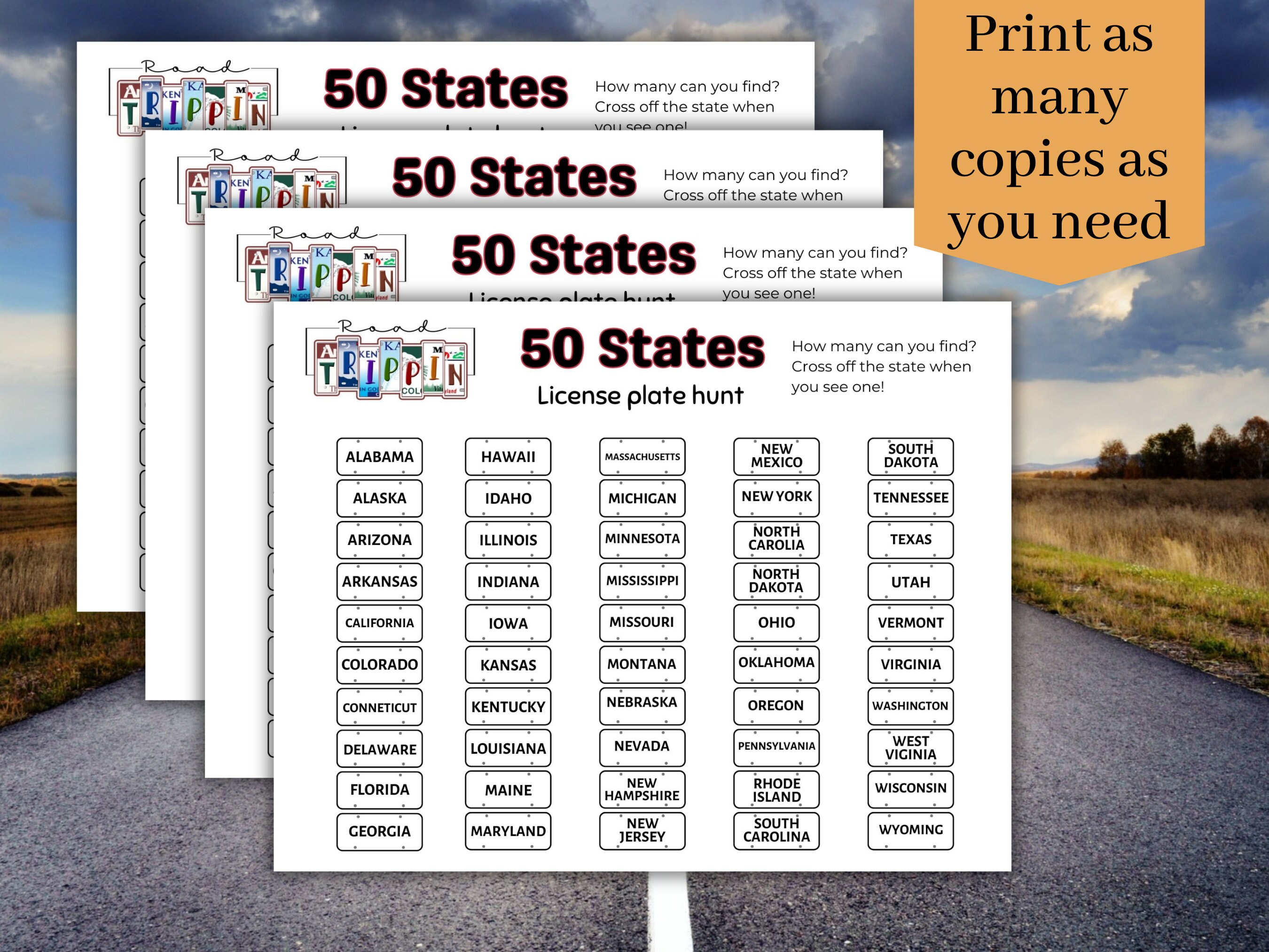 Road Trip Games, Car Scavenger Hunt, 2 Printable Games to Play in the ...