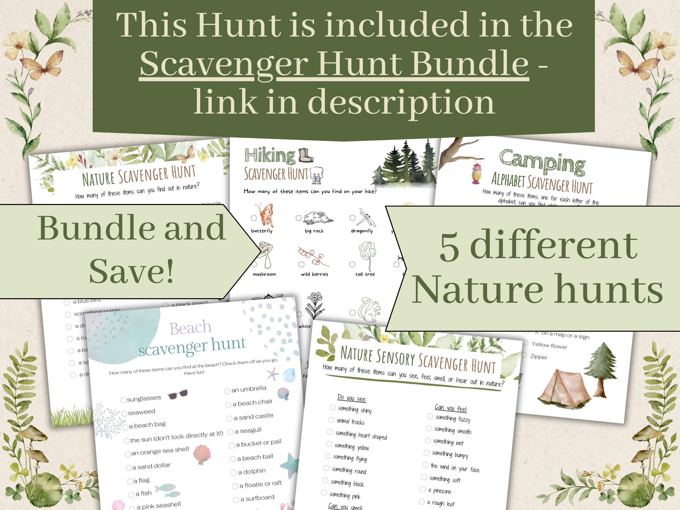 Nature Scavenger Hunt, Printable Hiking Scavenger Hunt, Outdoor Hiking ...
