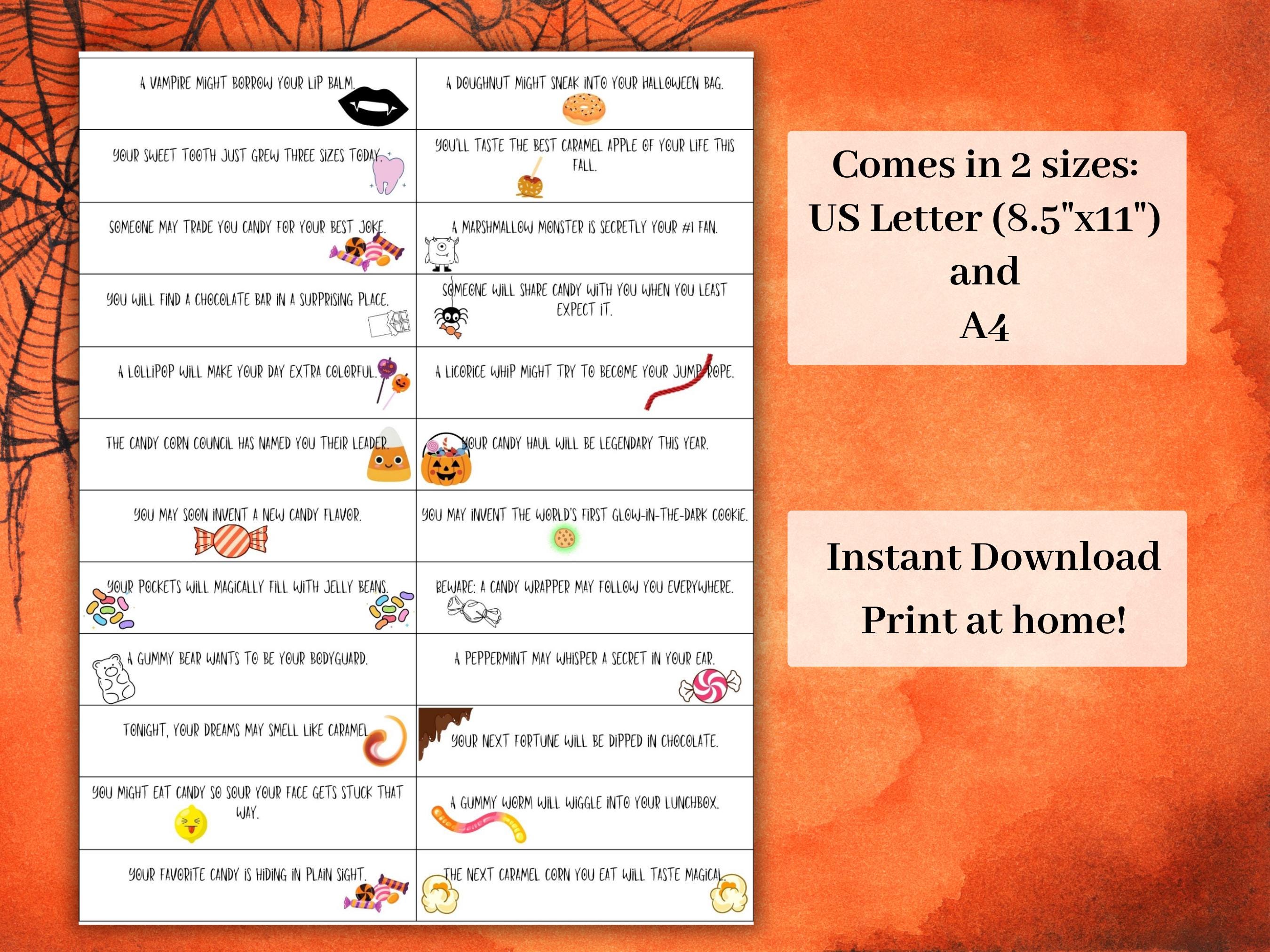 Halloween Fortune Cookie Messages, 120 Printable Funny Fortunes for ...