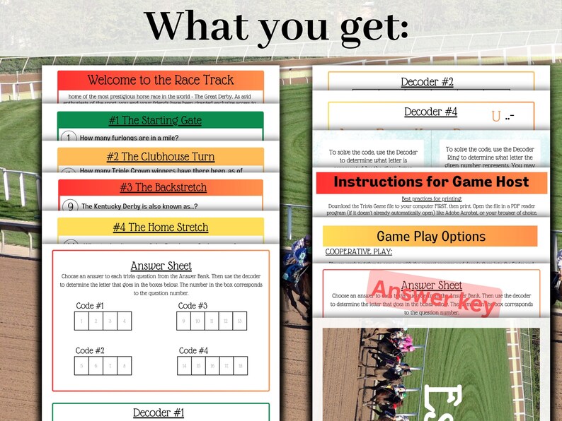 Horse Racing Trivia Game, Horse Race Trivia Escape Room Game for Adults ...