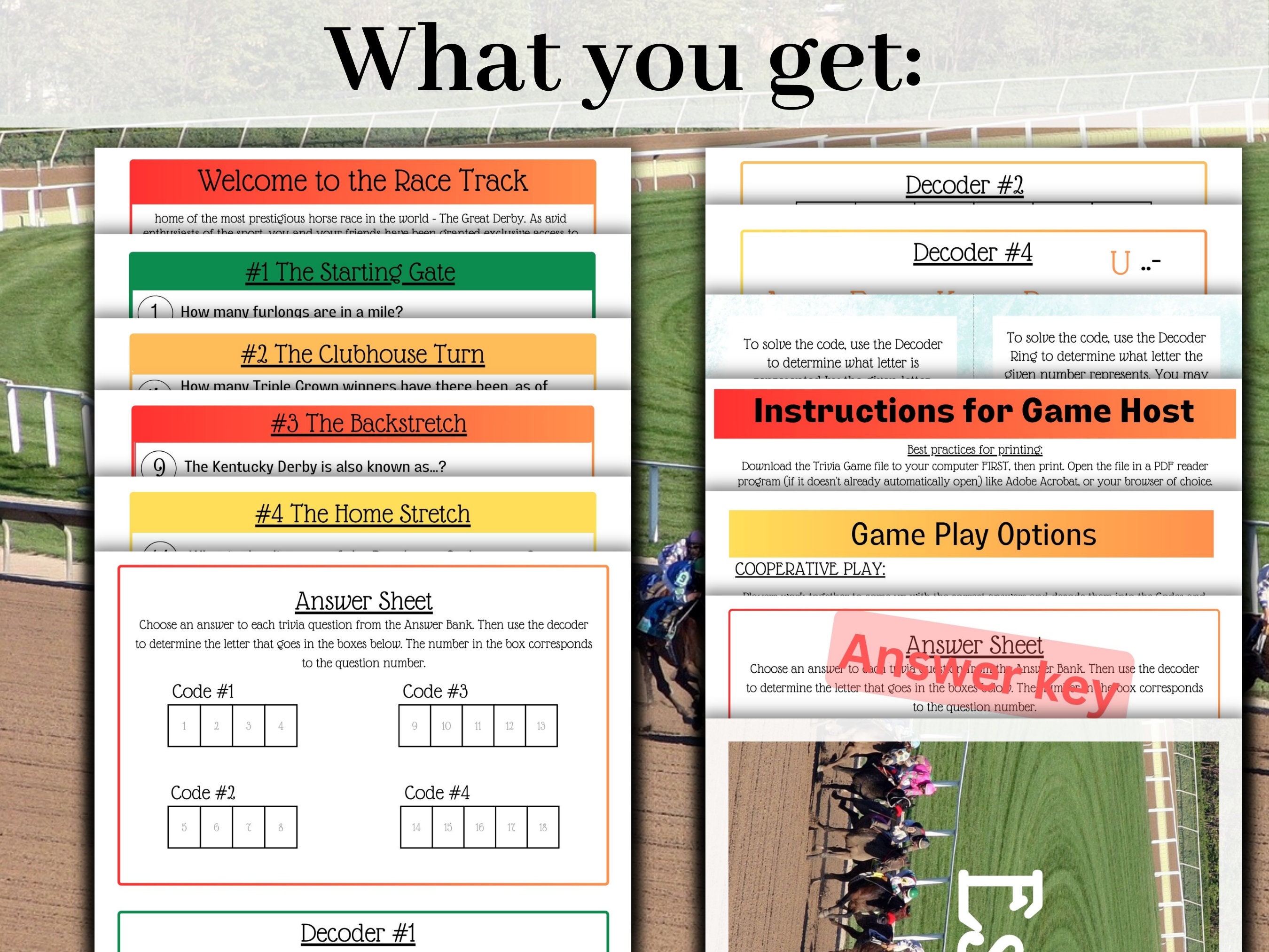 Horse Racing Trivia Game, Horse Race Trivia Escape Room Game for Adults ...