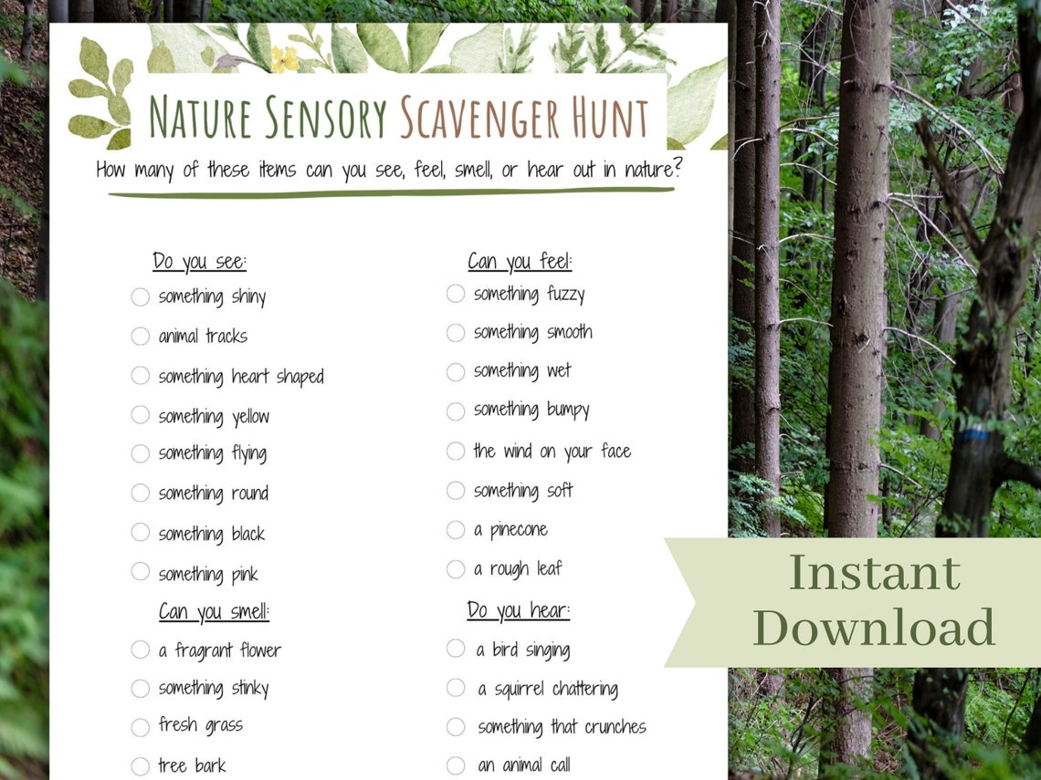 Nature Scavenger Hunt for Kids, Sensory Scavenger Hunt, Outdoor ...