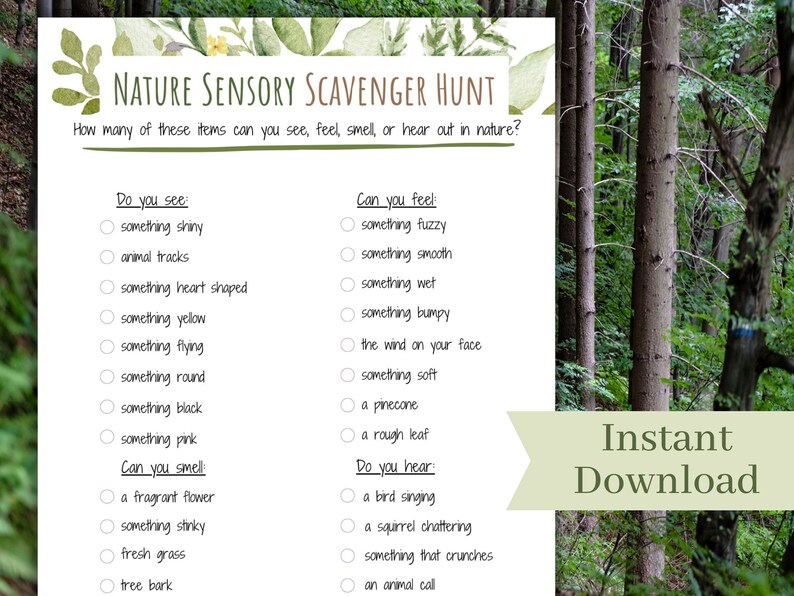 Nature Scavenger Hunt for Kids, Sensory Scavenger Hunt, Outdoor ...