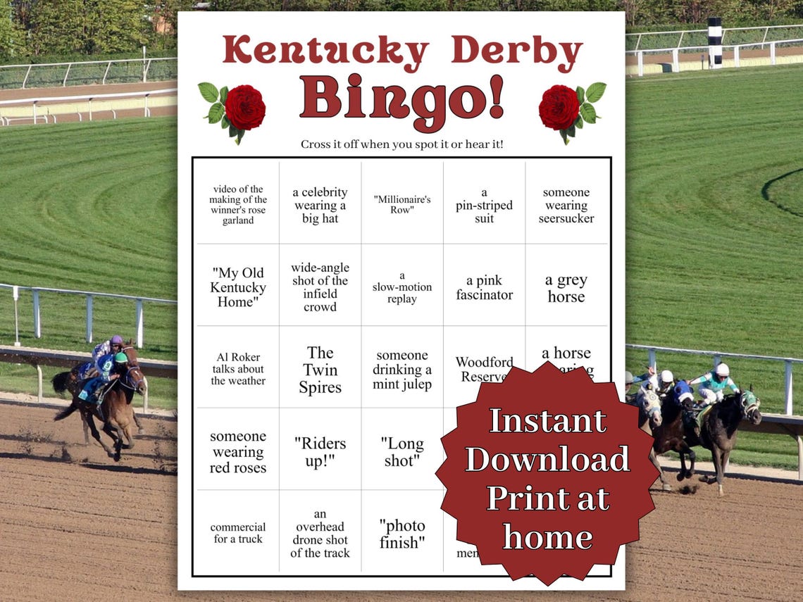 Derby Party Bingo for Your 2025 Kentucky Derby Watch Party, Kentucky ...