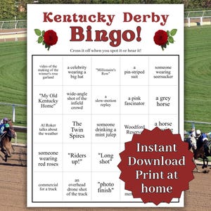 Derby Party Bingo for Your 2025 Kentucky Derby Watch Party, Kentucky ...