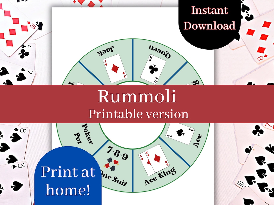 Rummoli Board Game, Printable Card Game Board, Instant Download ...