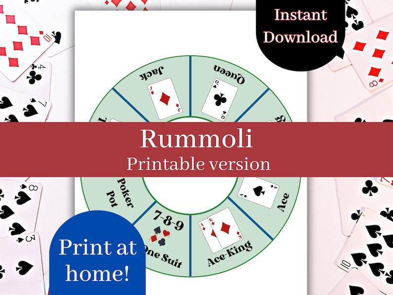 Rummoli Board Game, Printable Card Game Board, Instant Download ...