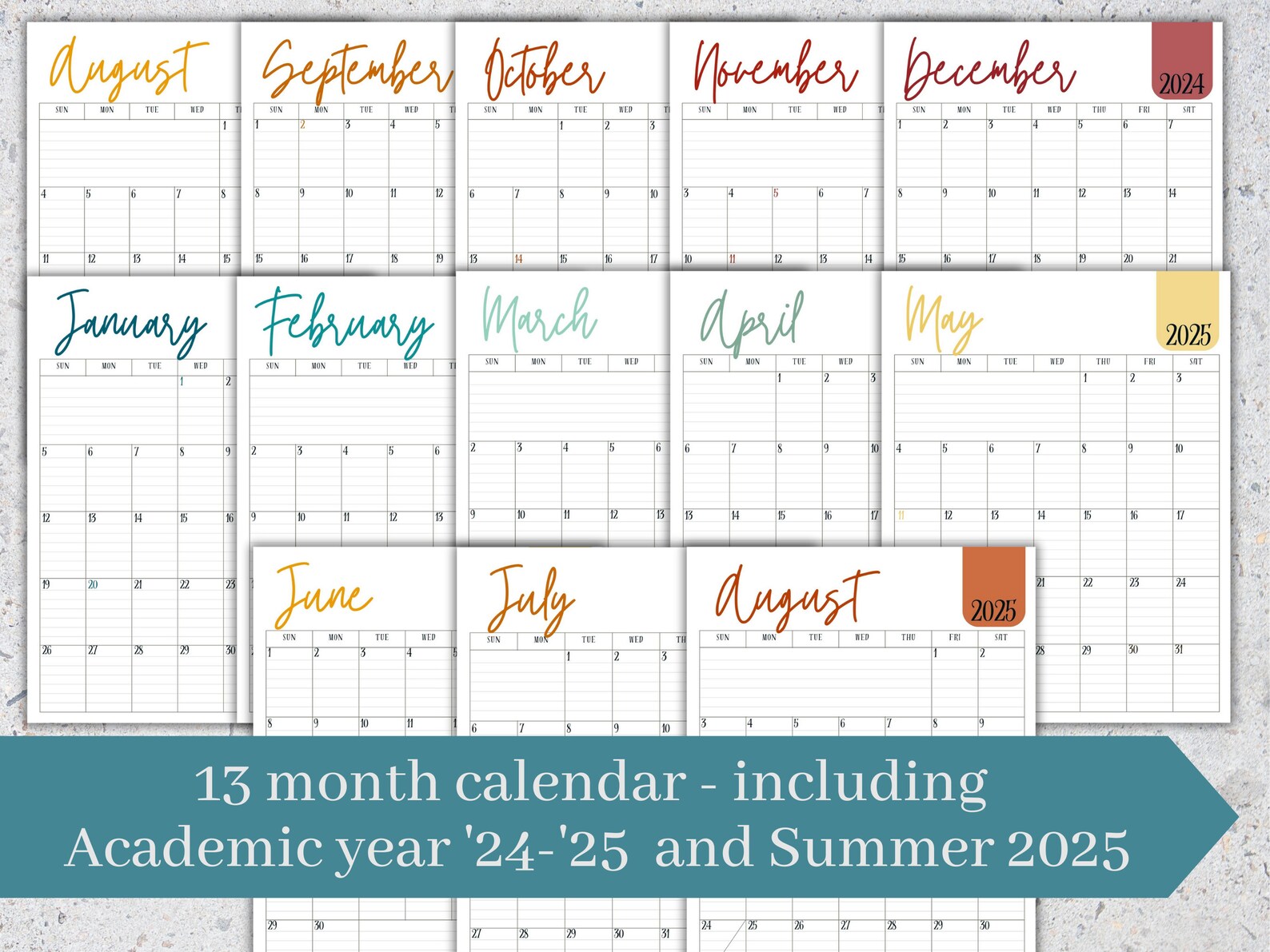 School Year Calendar for Academic Year 2024-2025, Printable Fridge ...