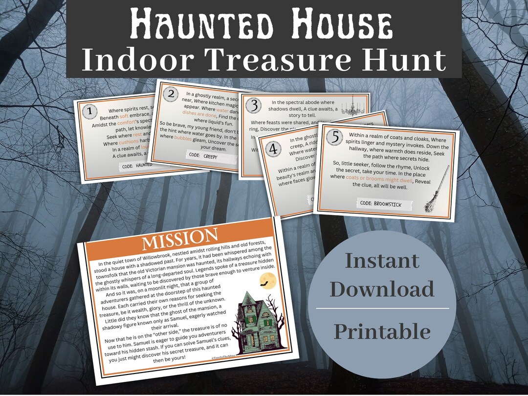 Scavenger Hunt Game for Kids, Haunted House Theme Treasure Hunt for ...