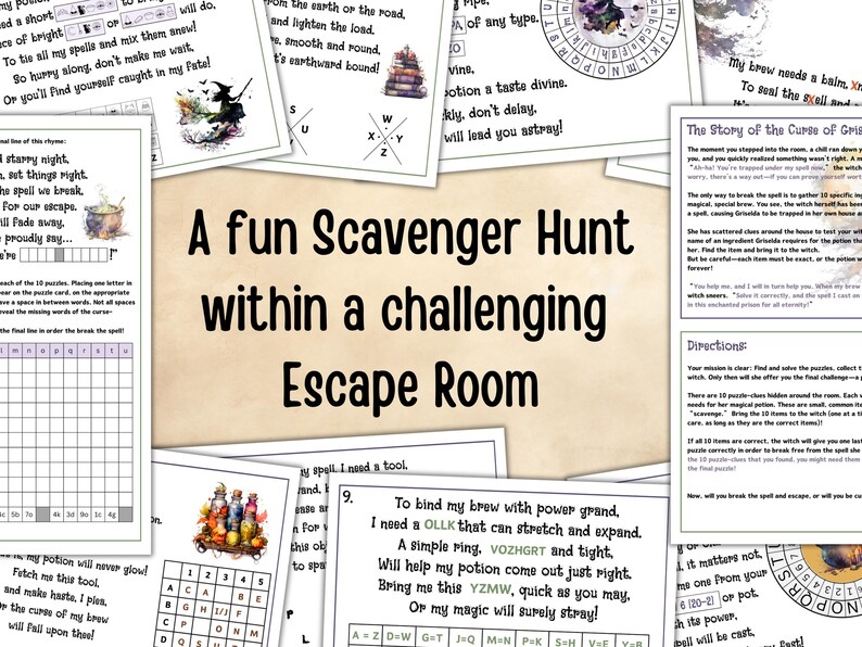 Witch's Brew Escape Room, Scavenger Hunt Escape Room, Halloween Game ...