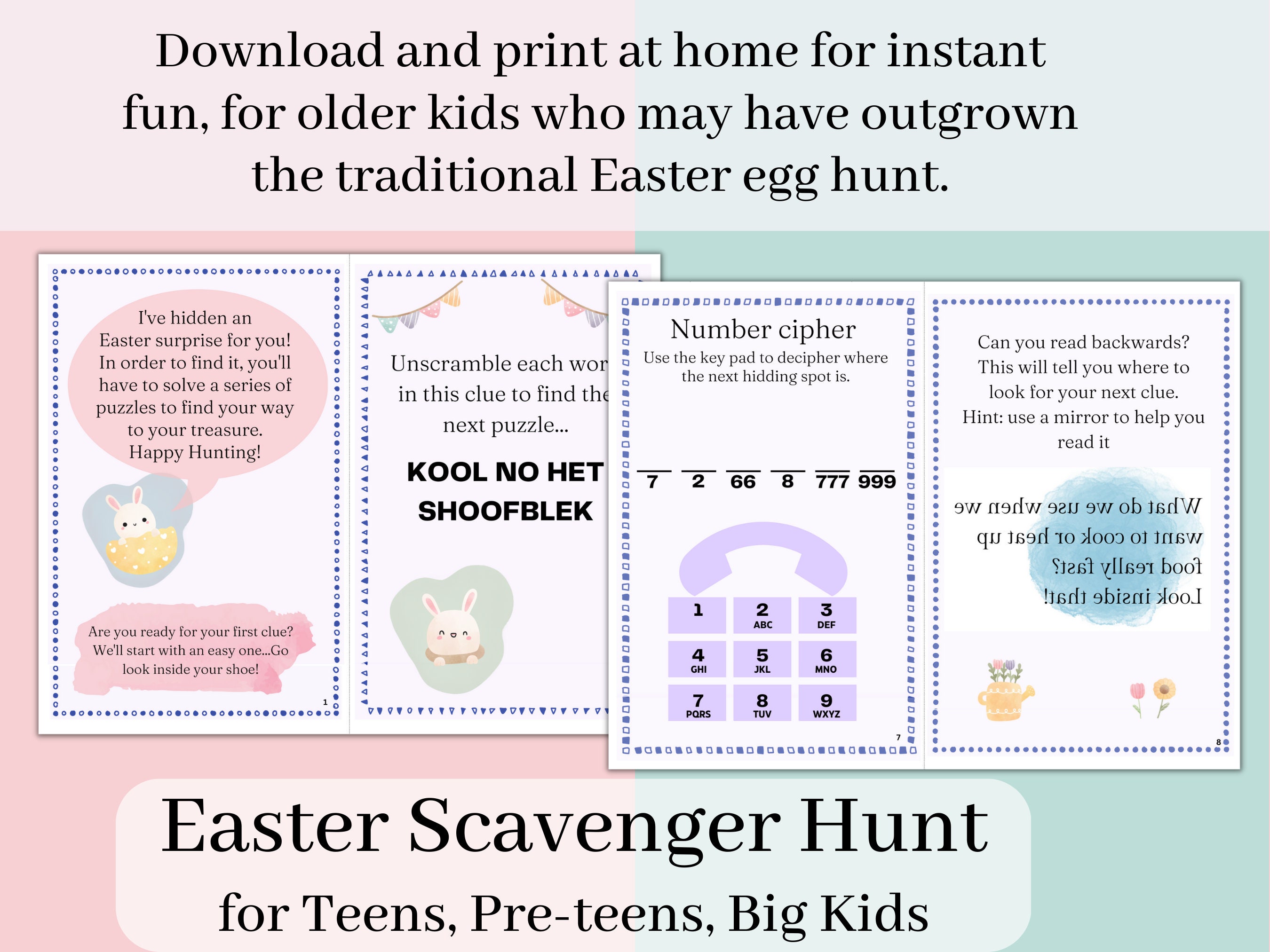 Easter Scavenger Hunt for Teens, Indoor Easter Treasure Hunt for Big ...